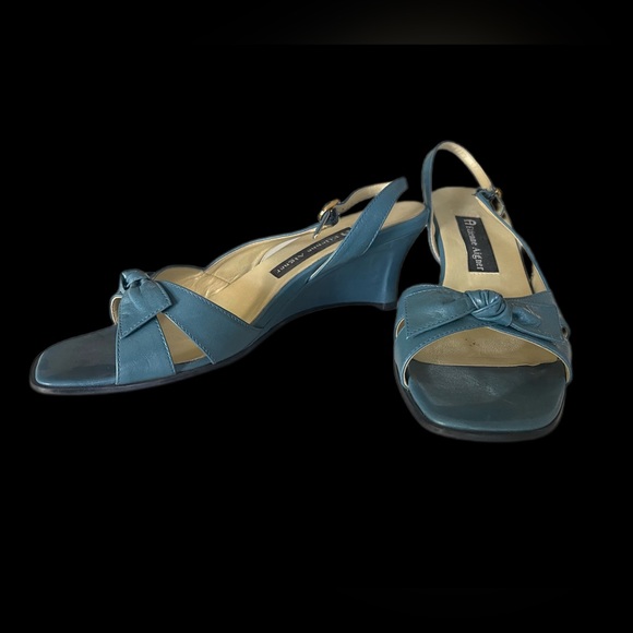 Etienne Aigner | Shoes | Vintage Etienne Aigner Blue Open Toe Leather ...